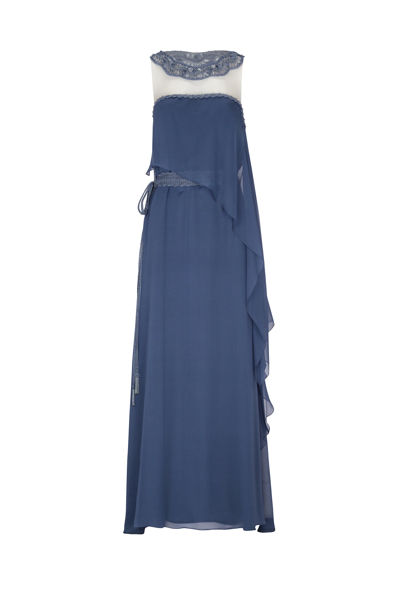 Nastia Silk Chiffon Maxi Dress with Embroidered Belt | Sitka Semsch