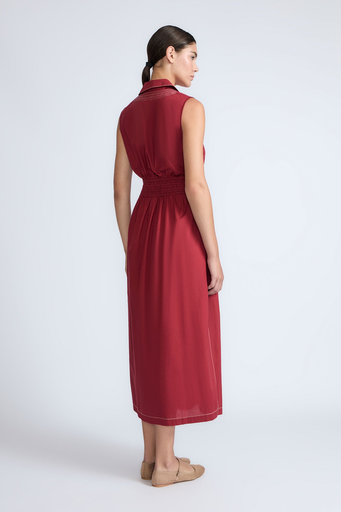 Isidora Dress in Wine | Sleeveless Cotton Maxi Dress with Tiered ...