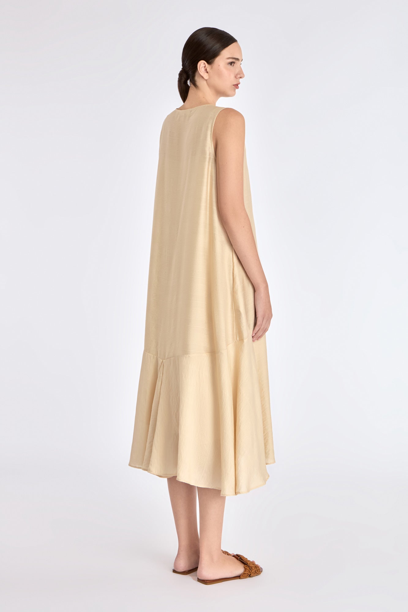 Lenox V-Neck Godet Dress in Vanilla | Sitka Semsch