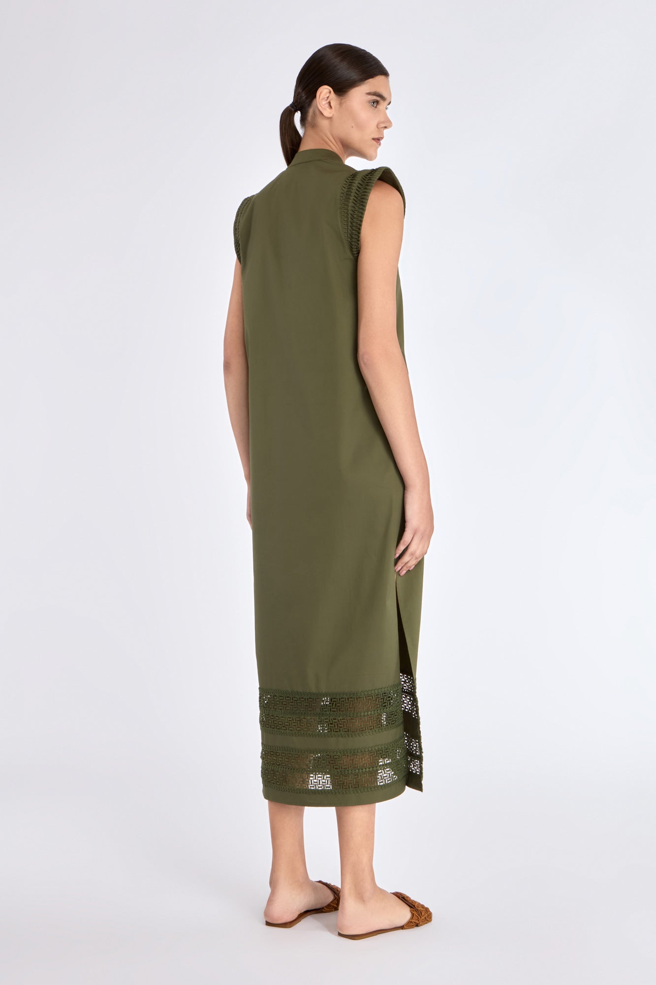 Maki Nehru Collar Dress in Olive | Sitka Semsch